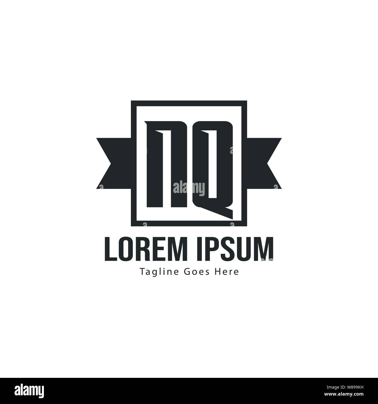 Initial NQ logo template with modern frame. Minimalist NQ letter logo ...