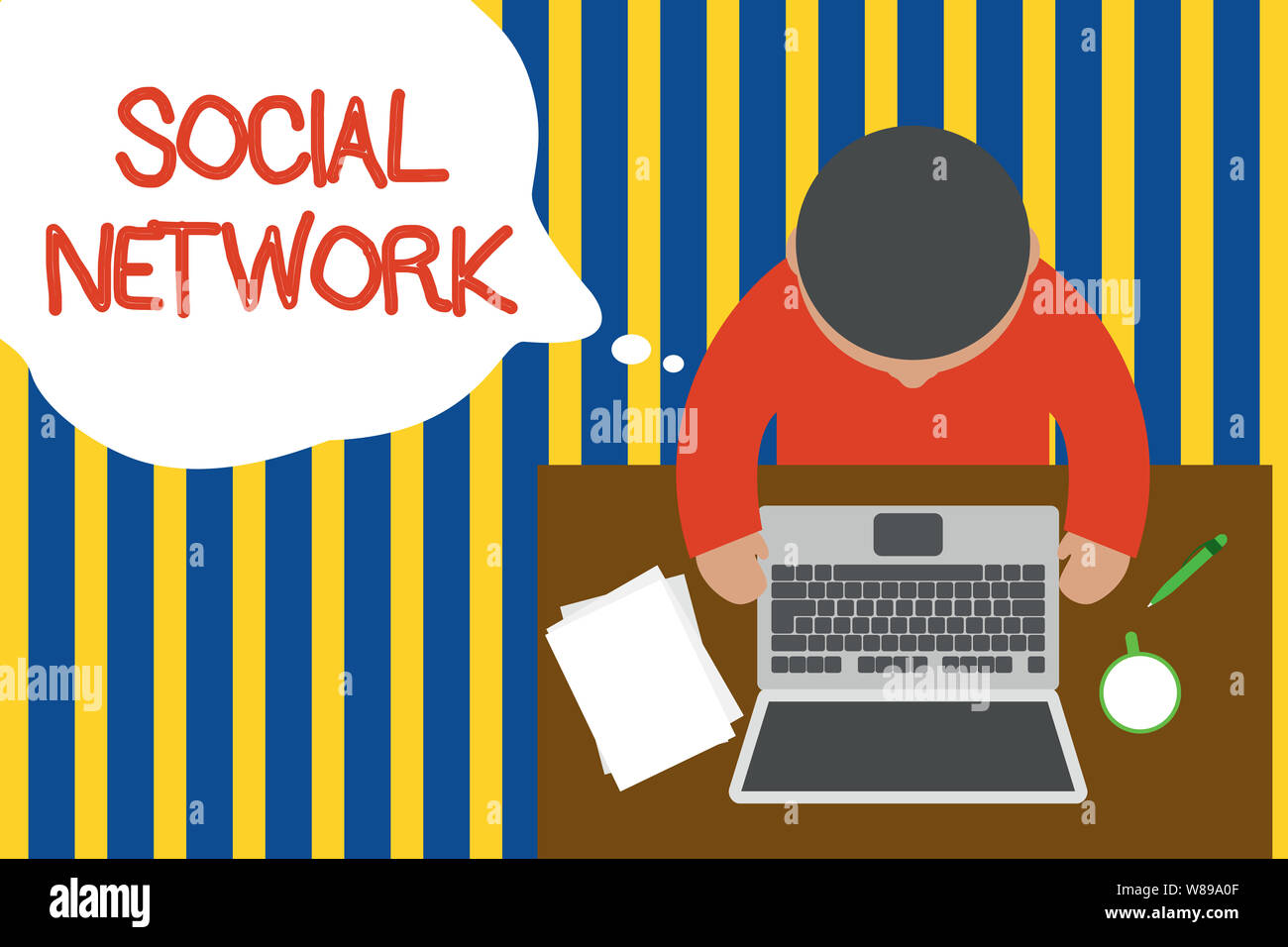 Writing note showing Social Network. Business concept for Interactions ...