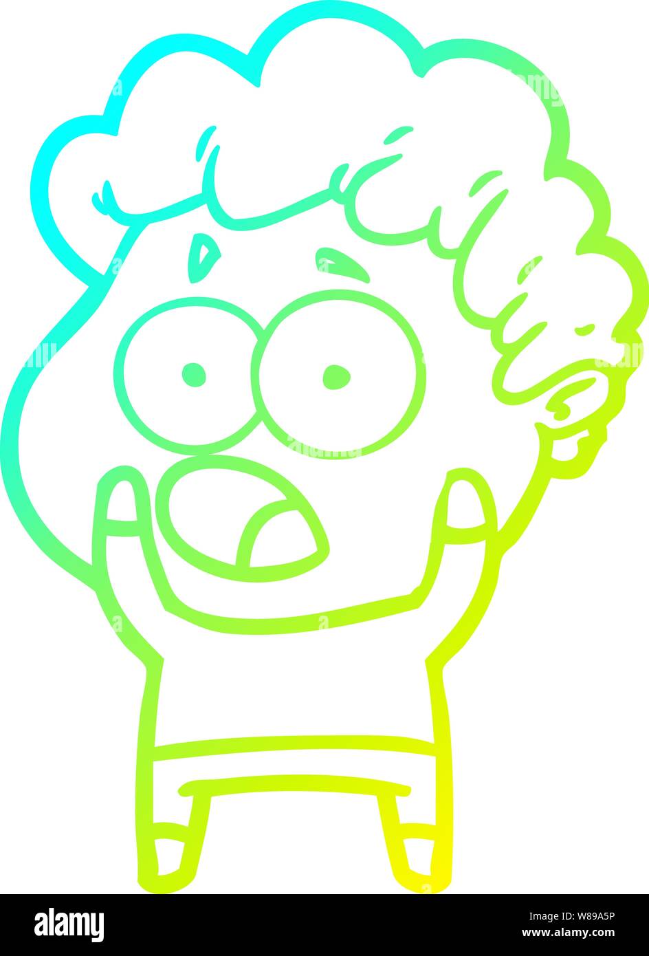 cold gradient line drawing of a cartoon man gasping in surprise Stock ...