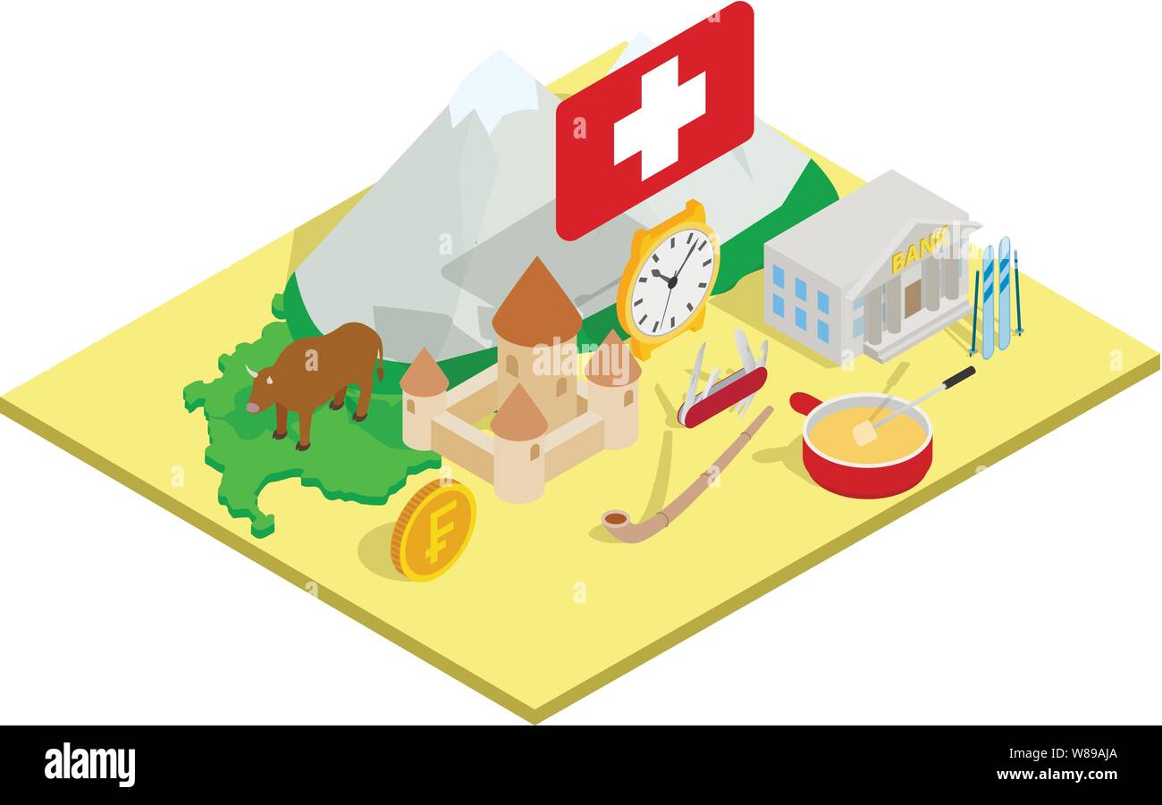 Swiss concept banner, isometric style Stock Vector Image & Art - Alamy