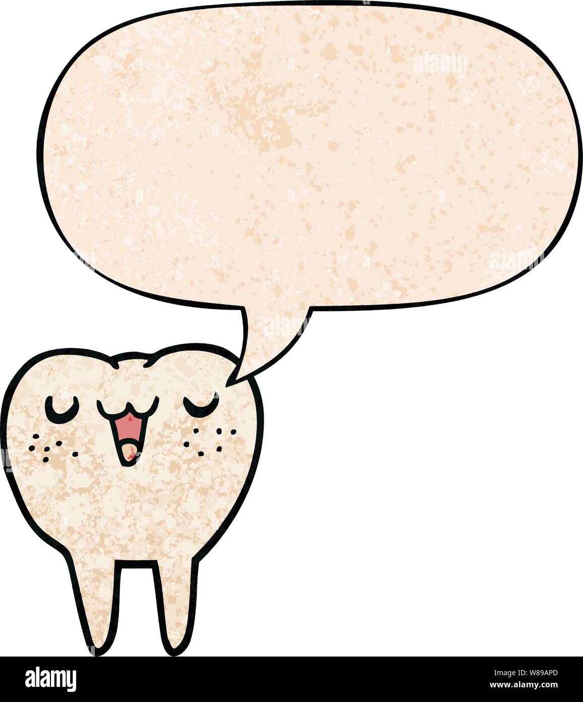 cartoon tooth with speech bubble in retro texture style Stock Vector ...