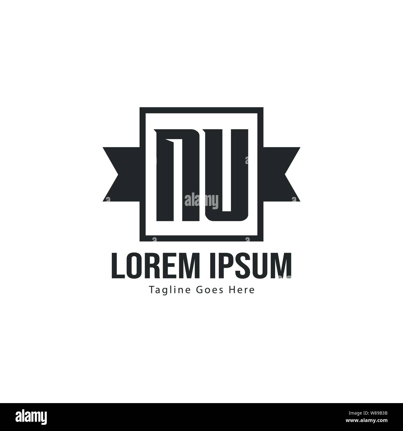 Initial NU logo template with modern frame. Minimalist NU letter logo ...