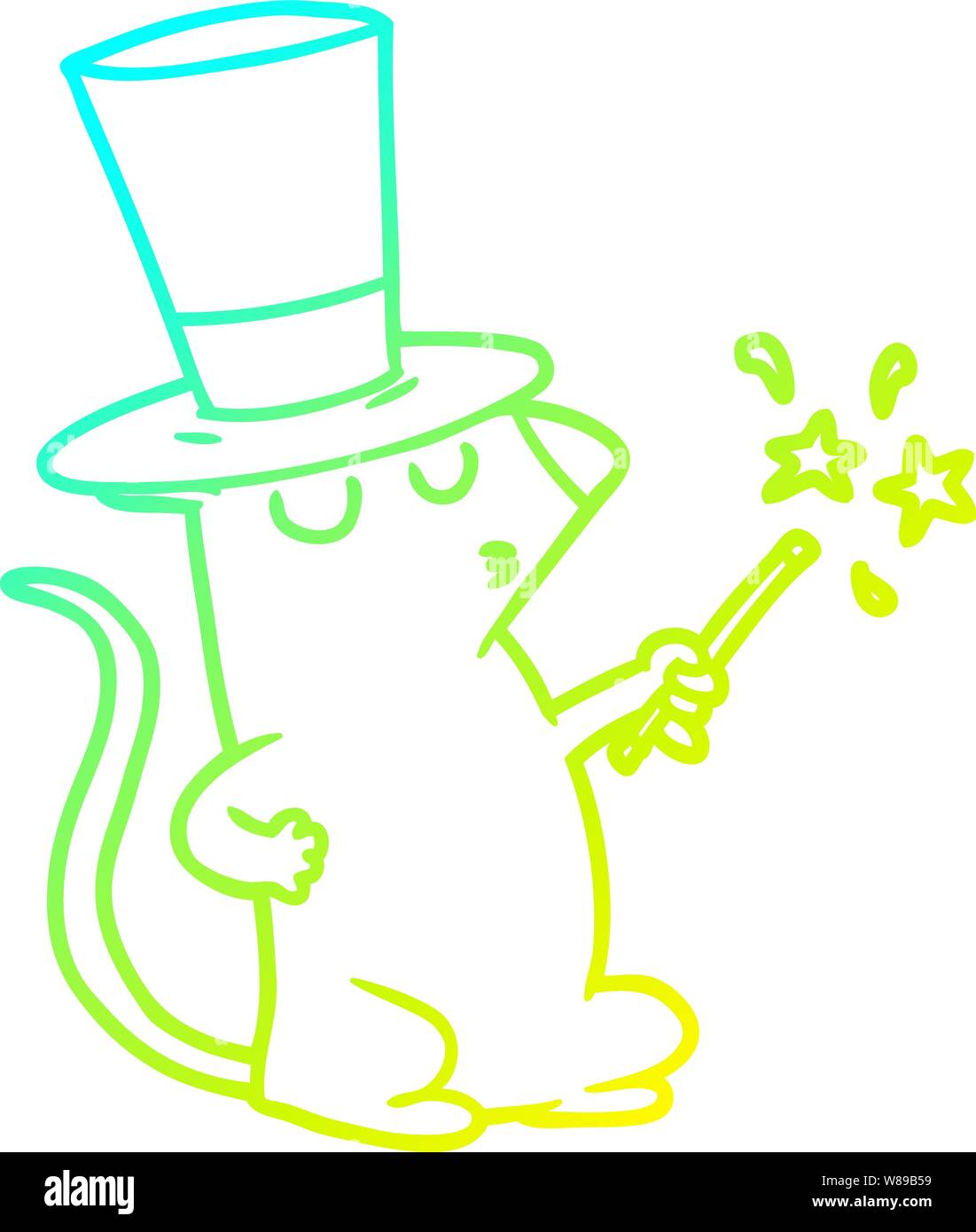 cold gradient line drawing of a cartoon mouse magician Stock Vector ...