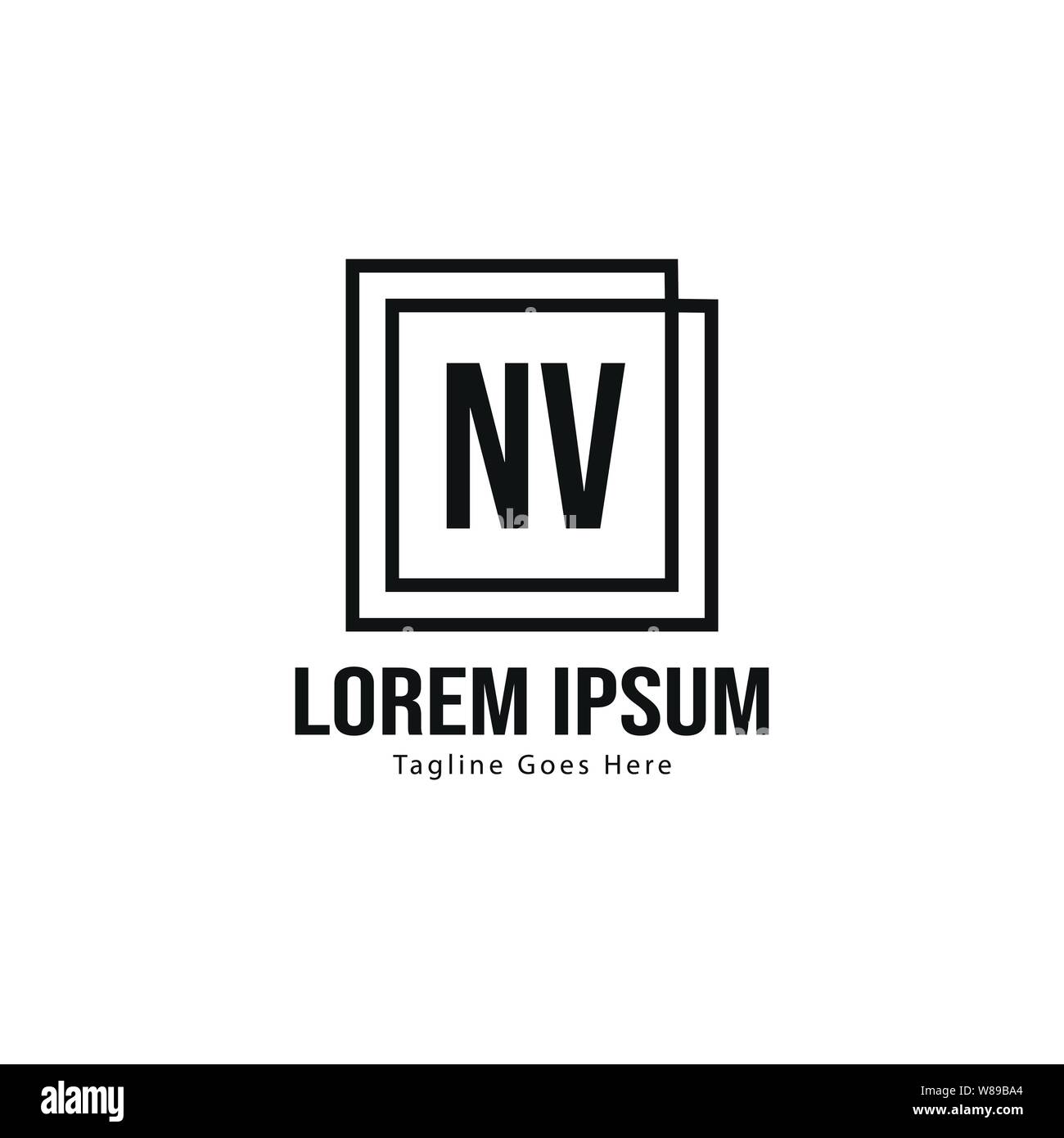 Nv minimal logo design Black and White Stock Photos & Images - Alamy