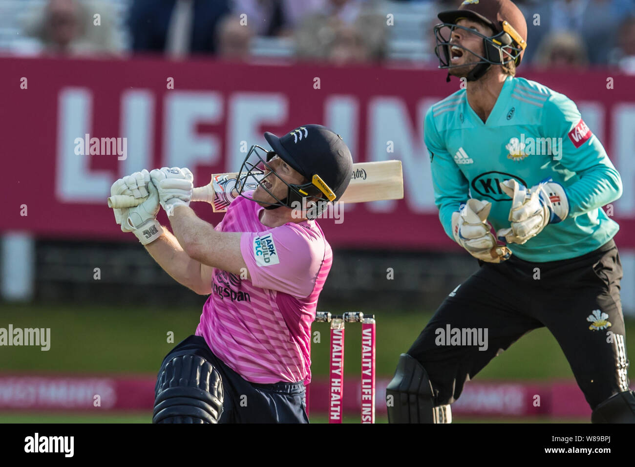 London, UK. 8 August, 2019. Eoin Morgan batting for Middlesex against ...