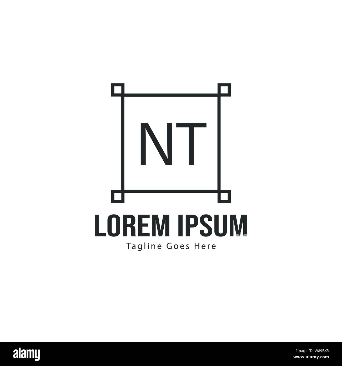 Initial NT logo template with modern frame. Minimalist NT letter logo ...