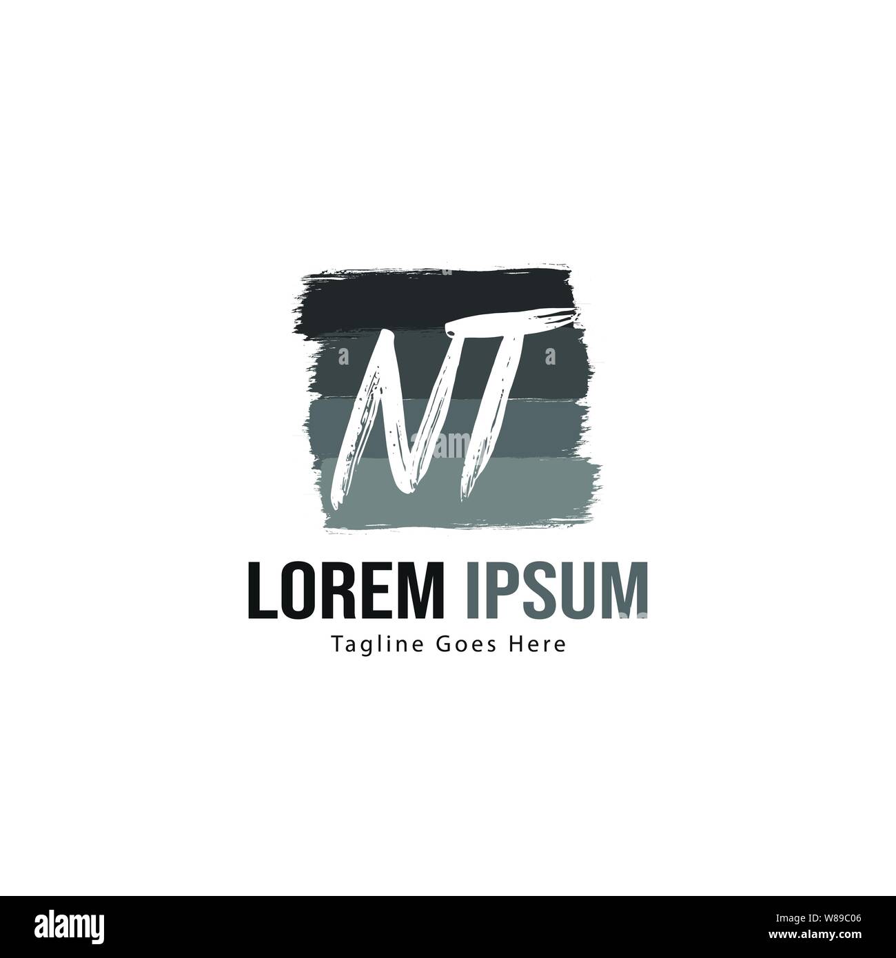 Initial NT logo template with modern frame. Minimalist NT letter logo ...