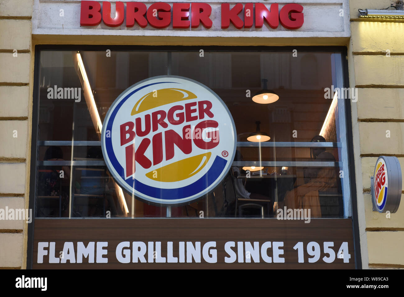 Madrid, Spain. 8th Aug, 2019. The Burger King logo seen at a Burger ...