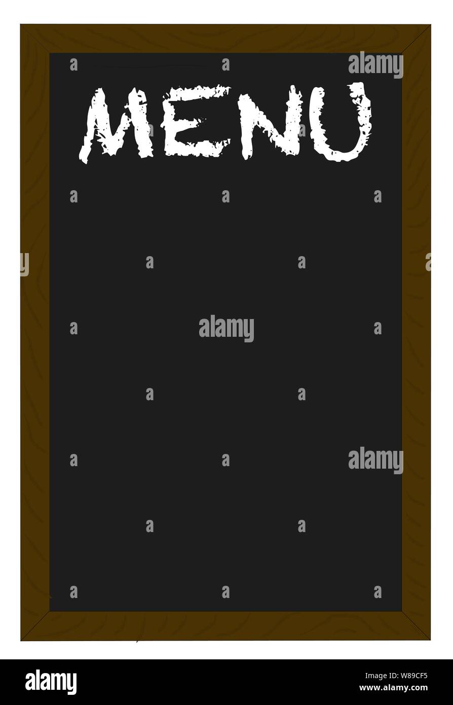 A traditional menu board based on a chalkboard with the text menu Stock ...