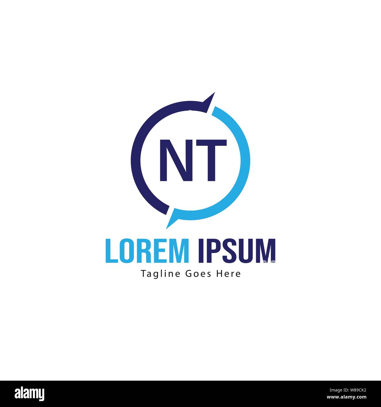 Initial NT logo template with modern frame. Minimalist NT letter logo ...