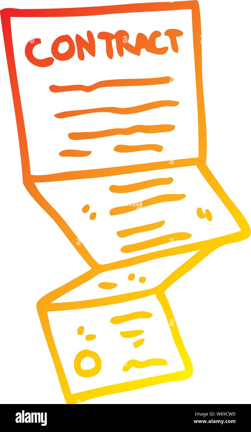 warm gradient line drawing of a cartoon long contract Stock Vector ...