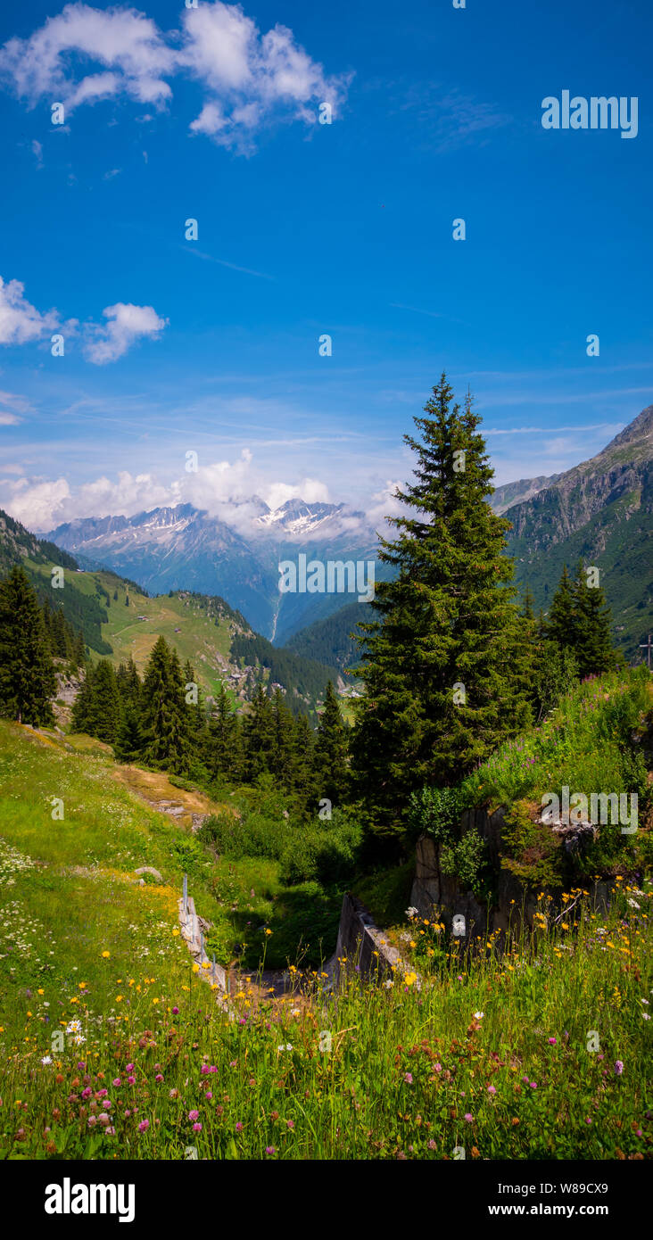 Amazing nature on the top of the mountains in the Swiss Alps with a ...