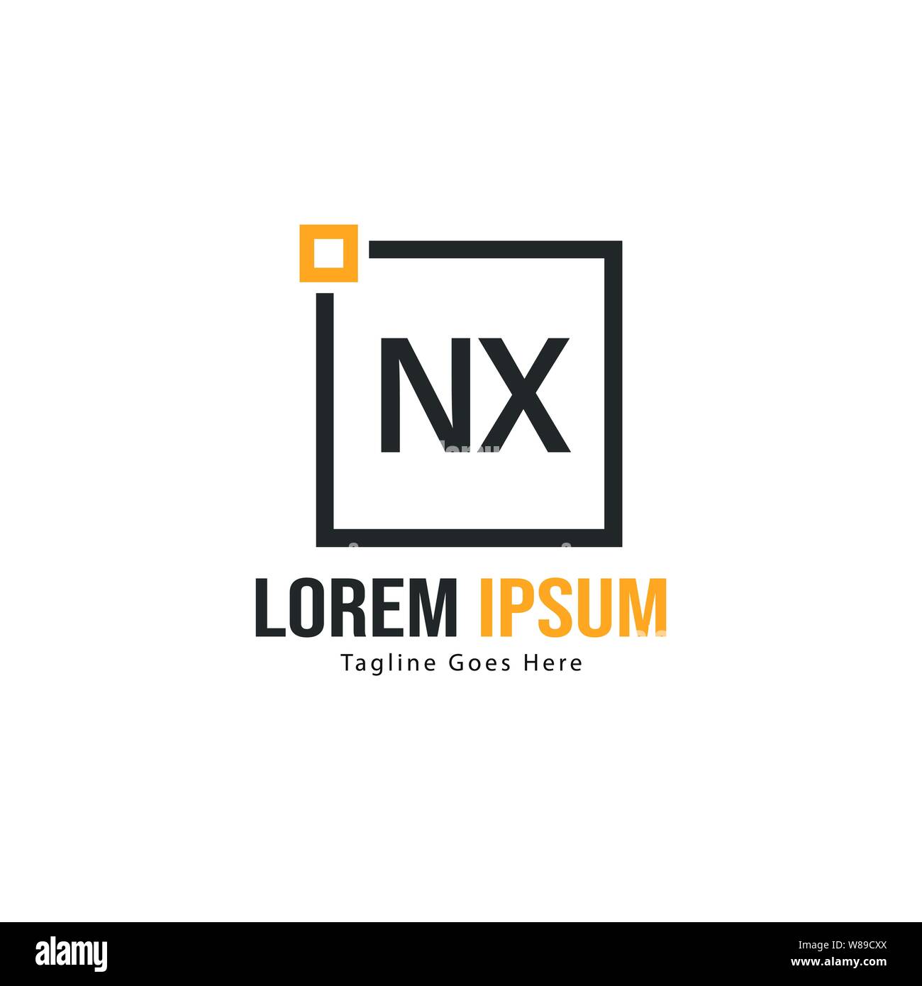 Initial NX logo template with modern frame. Minimalist NX letter logo ...