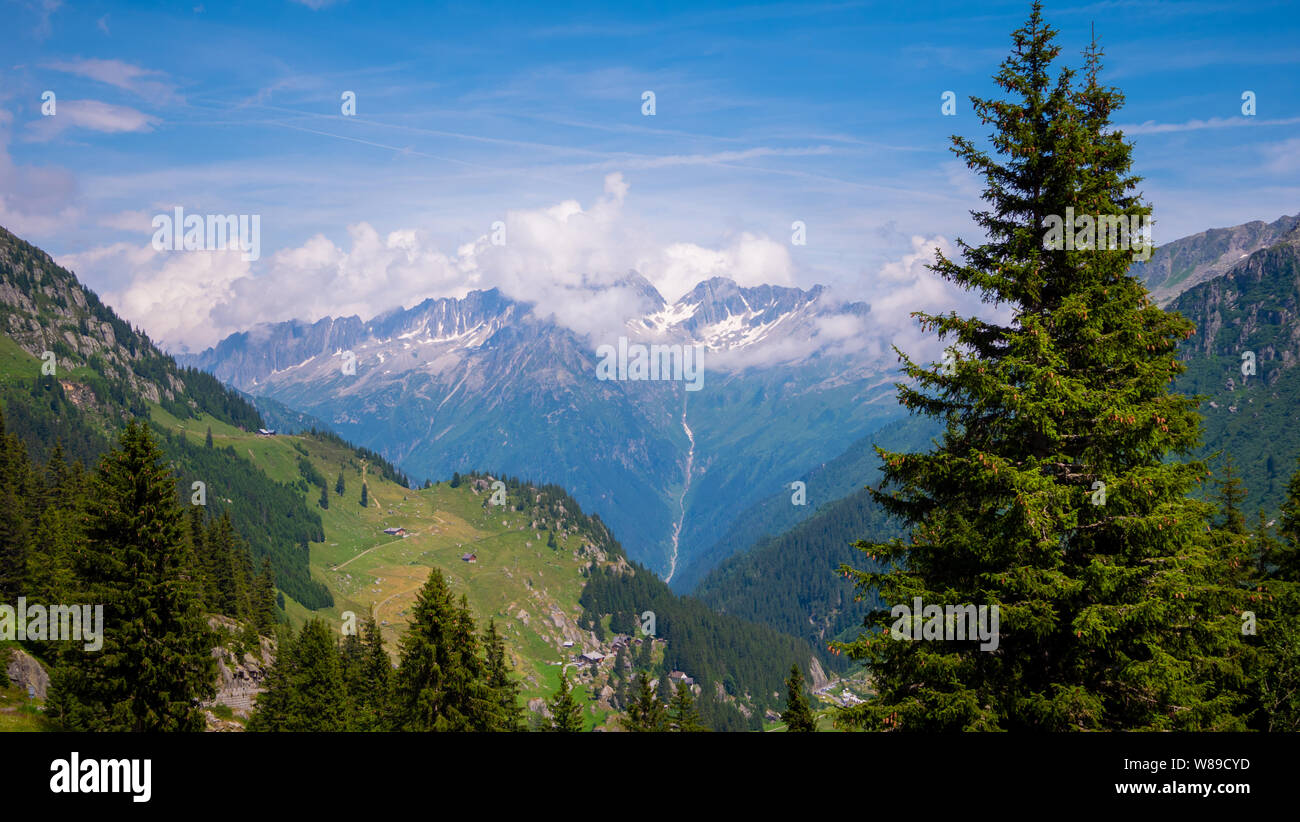 Amazing nature on the top of the mountains in the Swiss Alps with a ...