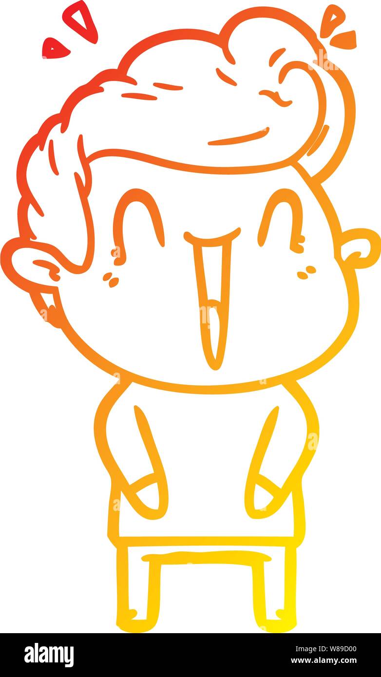 warm gradient line drawing of a cartoon excited man Stock Vector Image ...