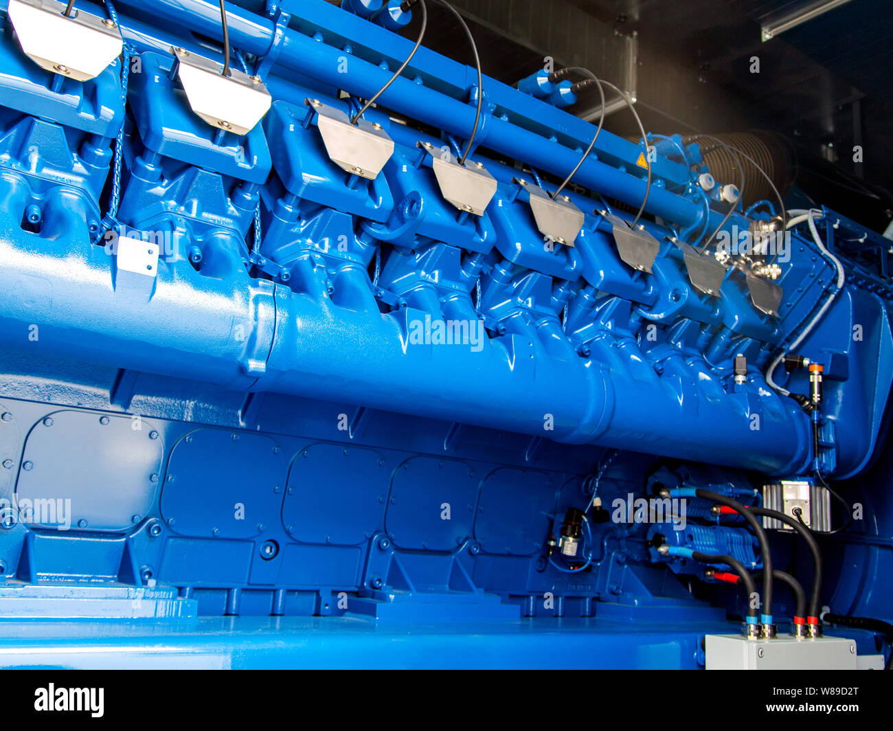 Engine of CHP unit. Diesel and gas industrial electric generator ...