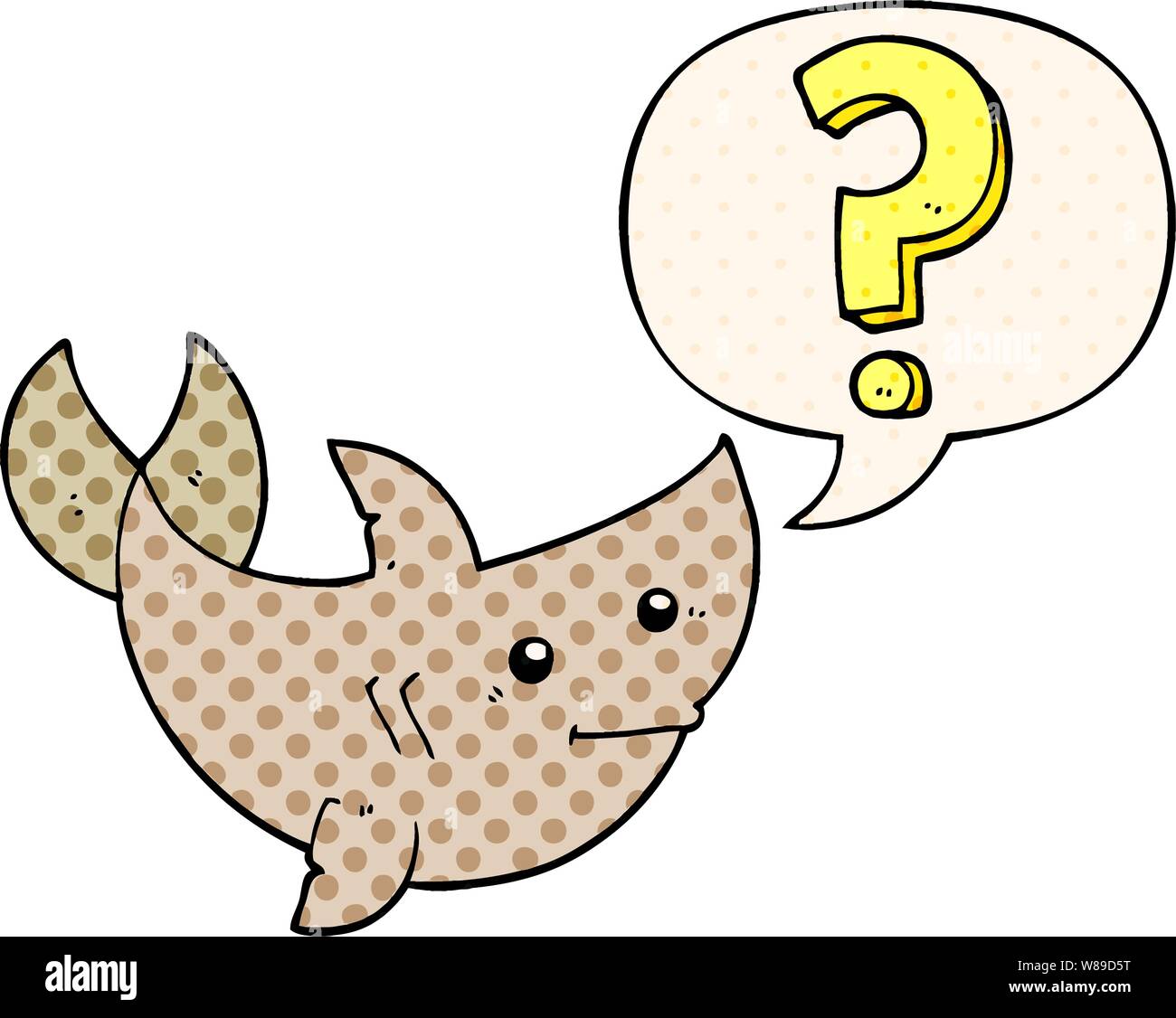 cartoon shark asking question with speech bubble in comic book style ...