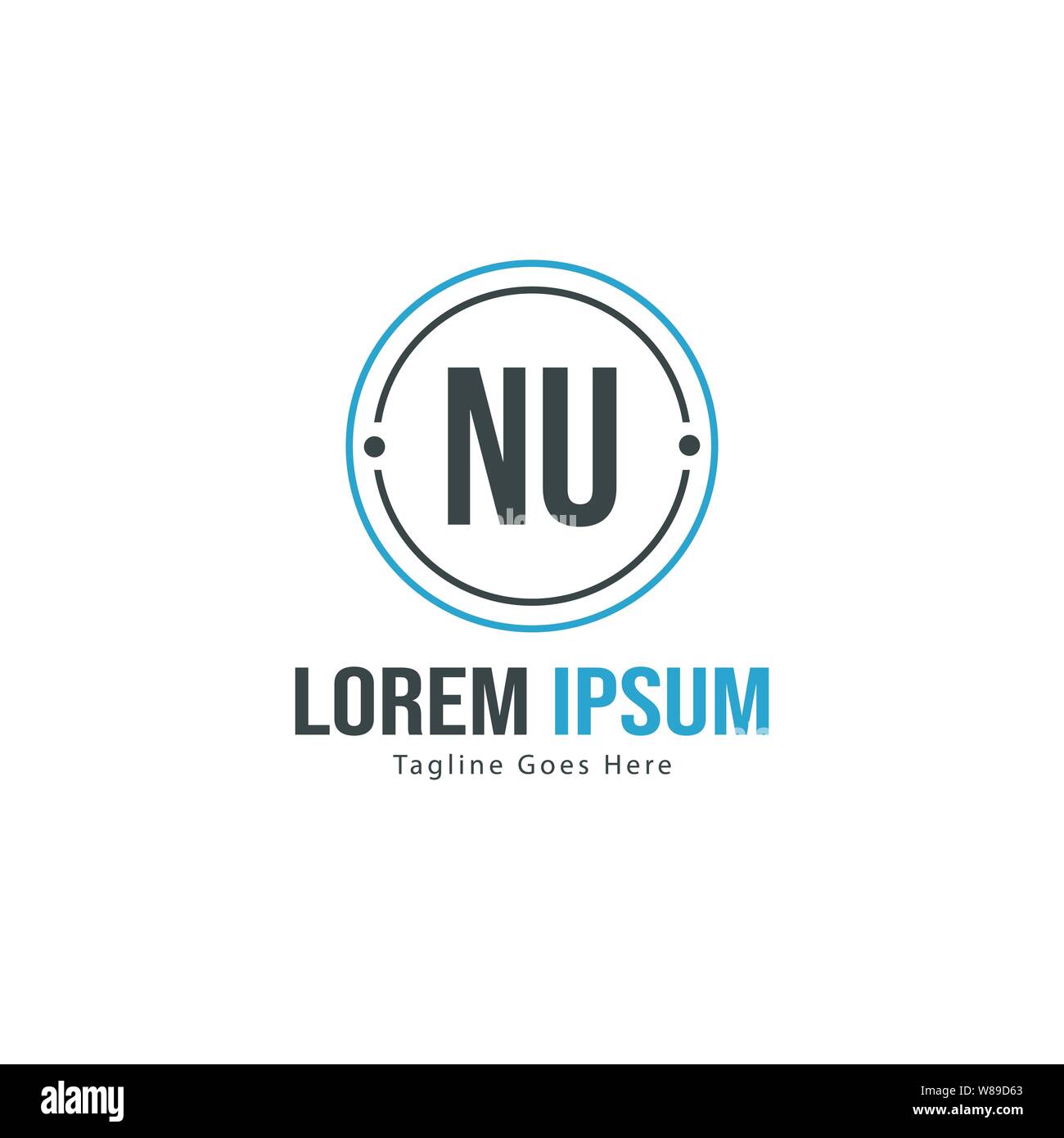 Initial NU logo template with modern frame. Minimalist NU letter logo ...