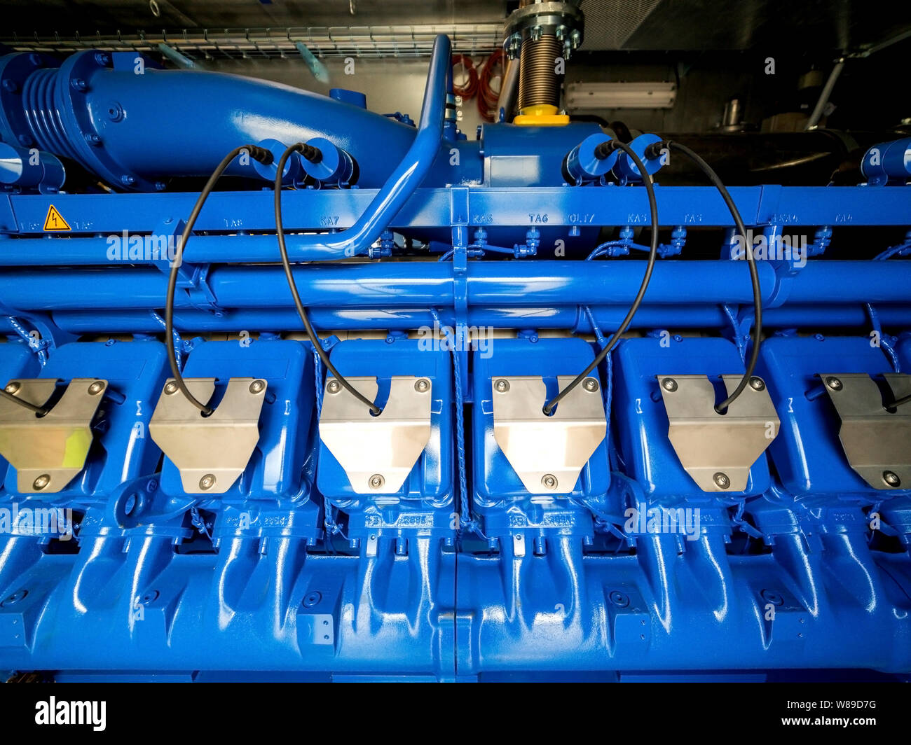 Engine of CHP unit. Diesel and gas industrial electric generator ...