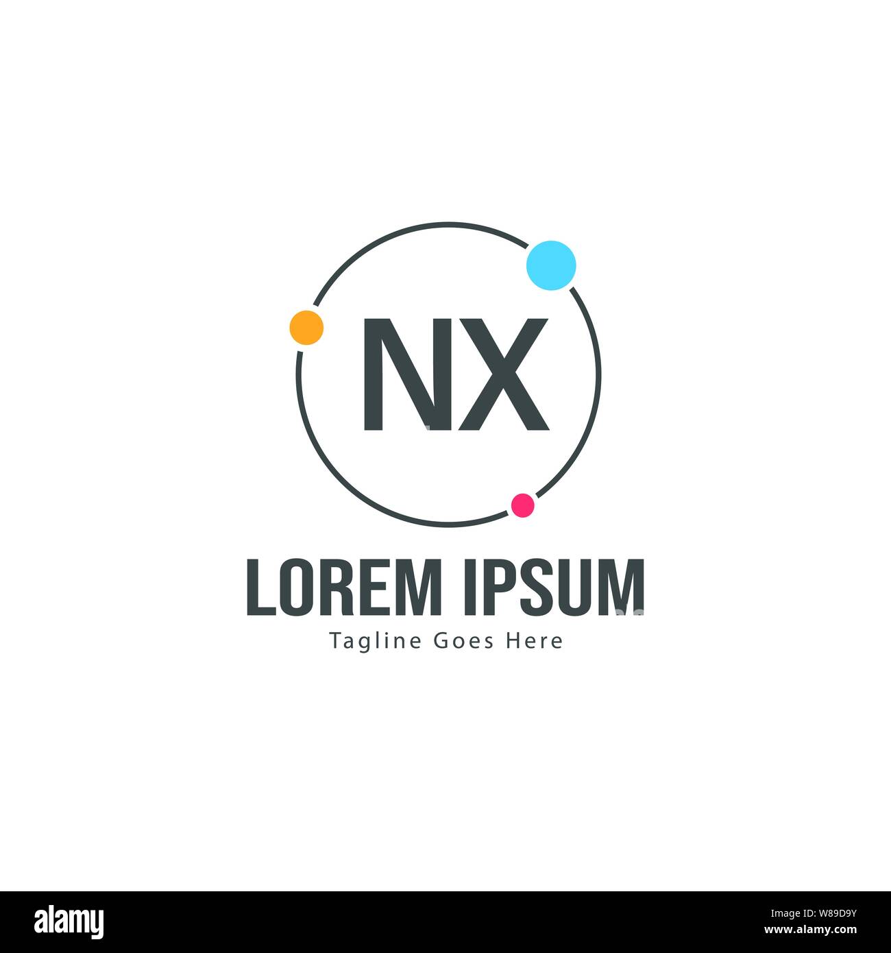 Initial NX logo template with modern frame. Minimalist NX letter logo ...