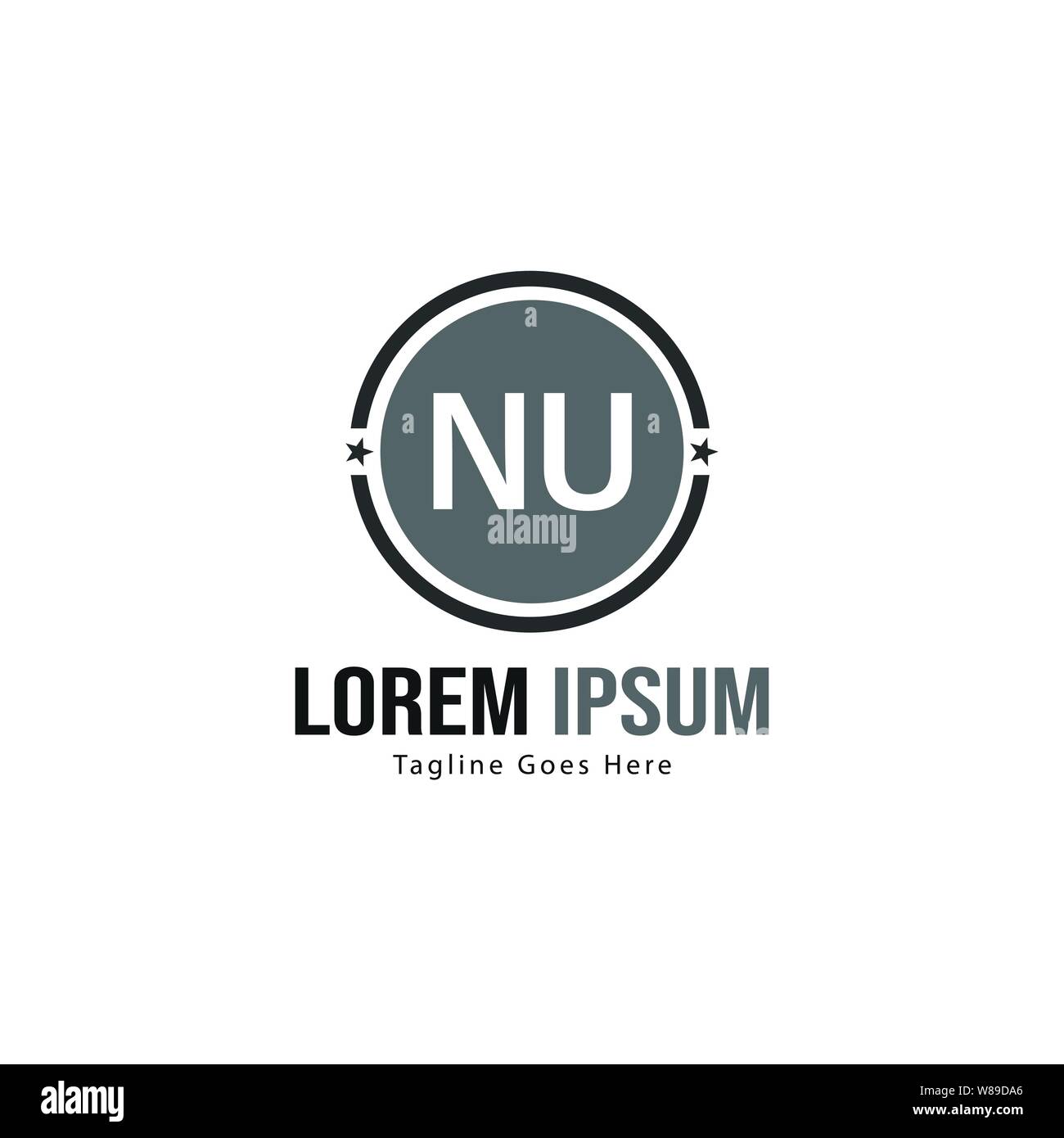 Initial NU logo template with modern frame. Minimalist NU letter logo ...