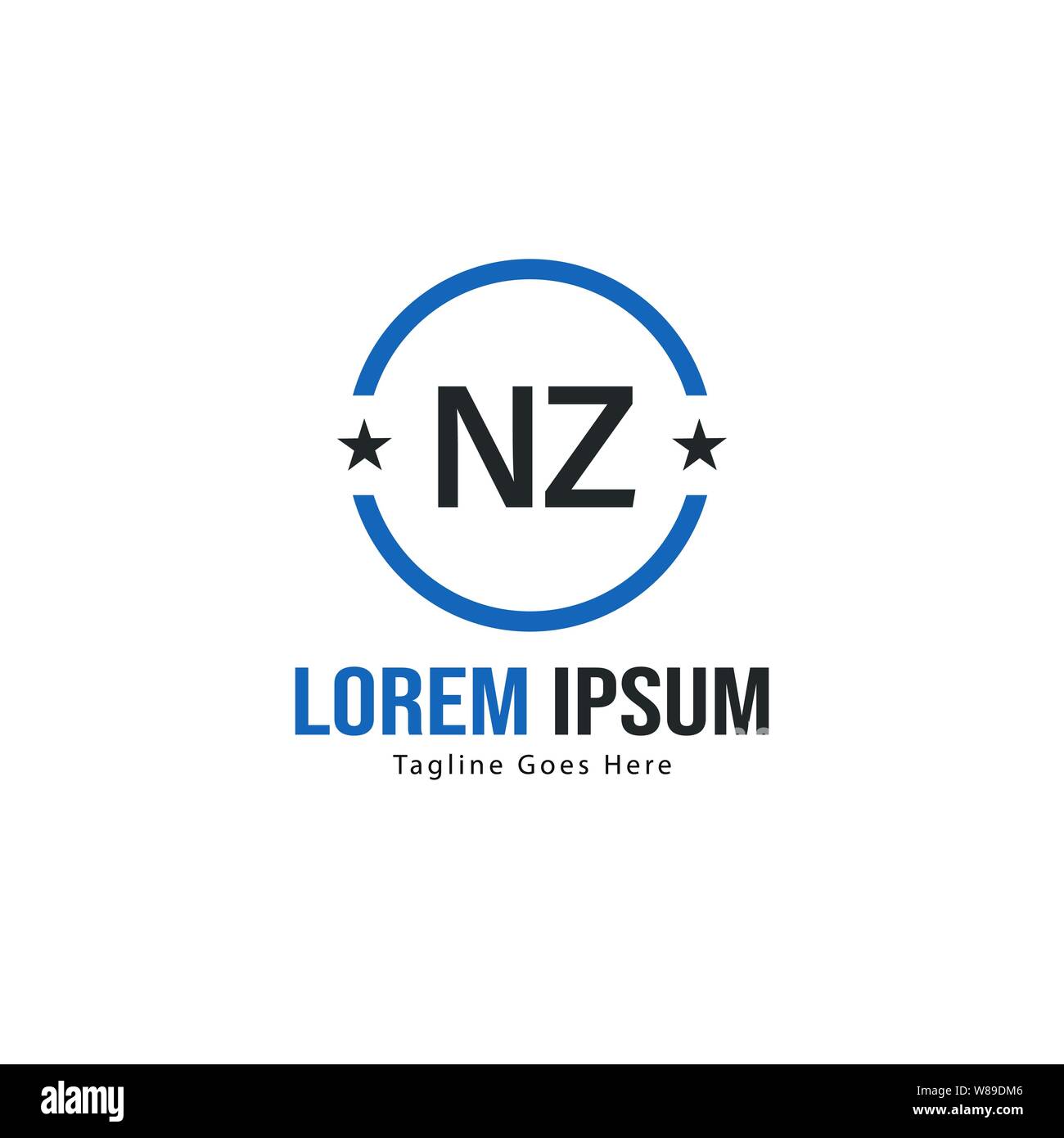 Initial NZ logo template with modern frame. Minimalist NZ letter logo ...