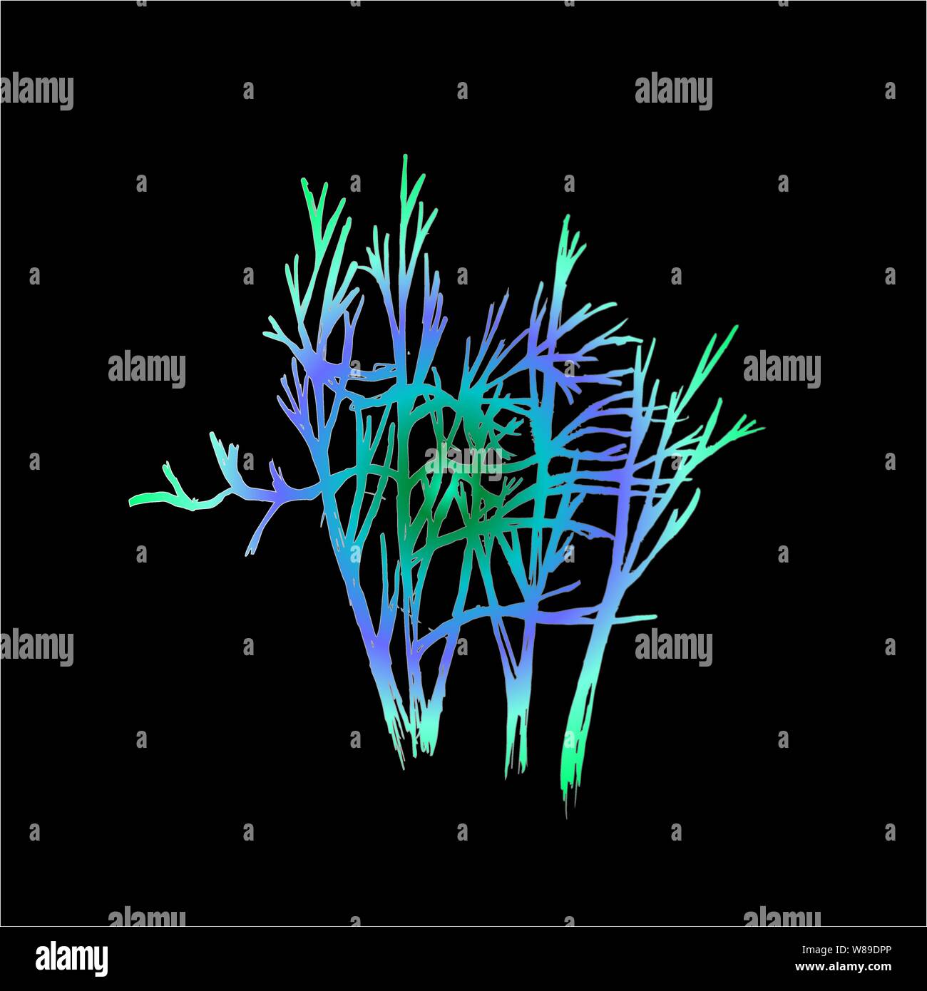 Neon illustration of tree branches. The play of light and shadow Stock ...