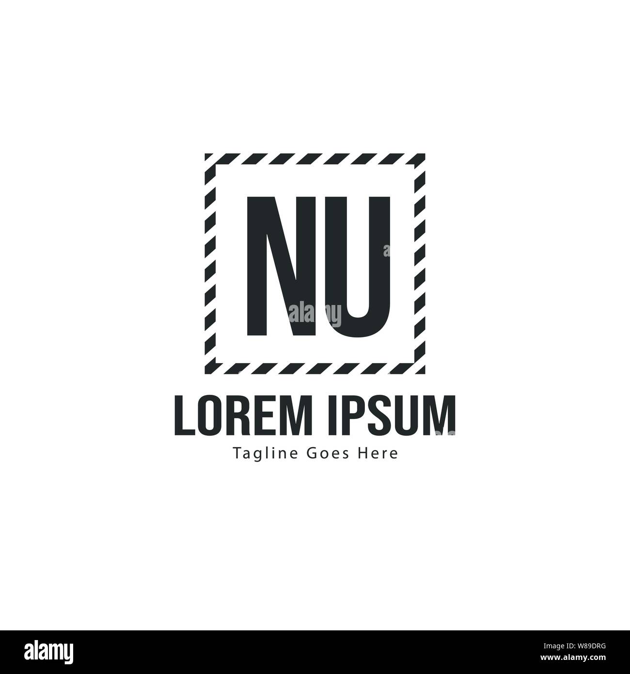 Initial NU logo template with modern frame. Minimalist NU letter logo ...