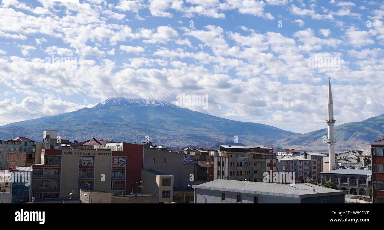 Skyline of Igdir with view of Mount Ararat, Agri Dagi, the highest ...