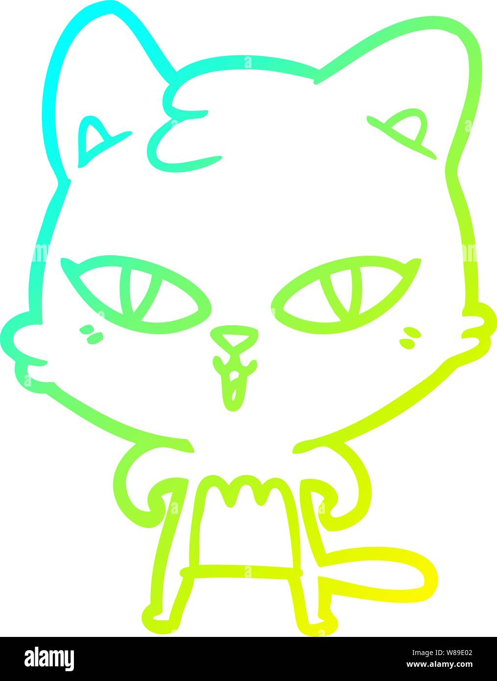 cold gradient line drawing of a cartoon cat Stock Vector Image & Art ...