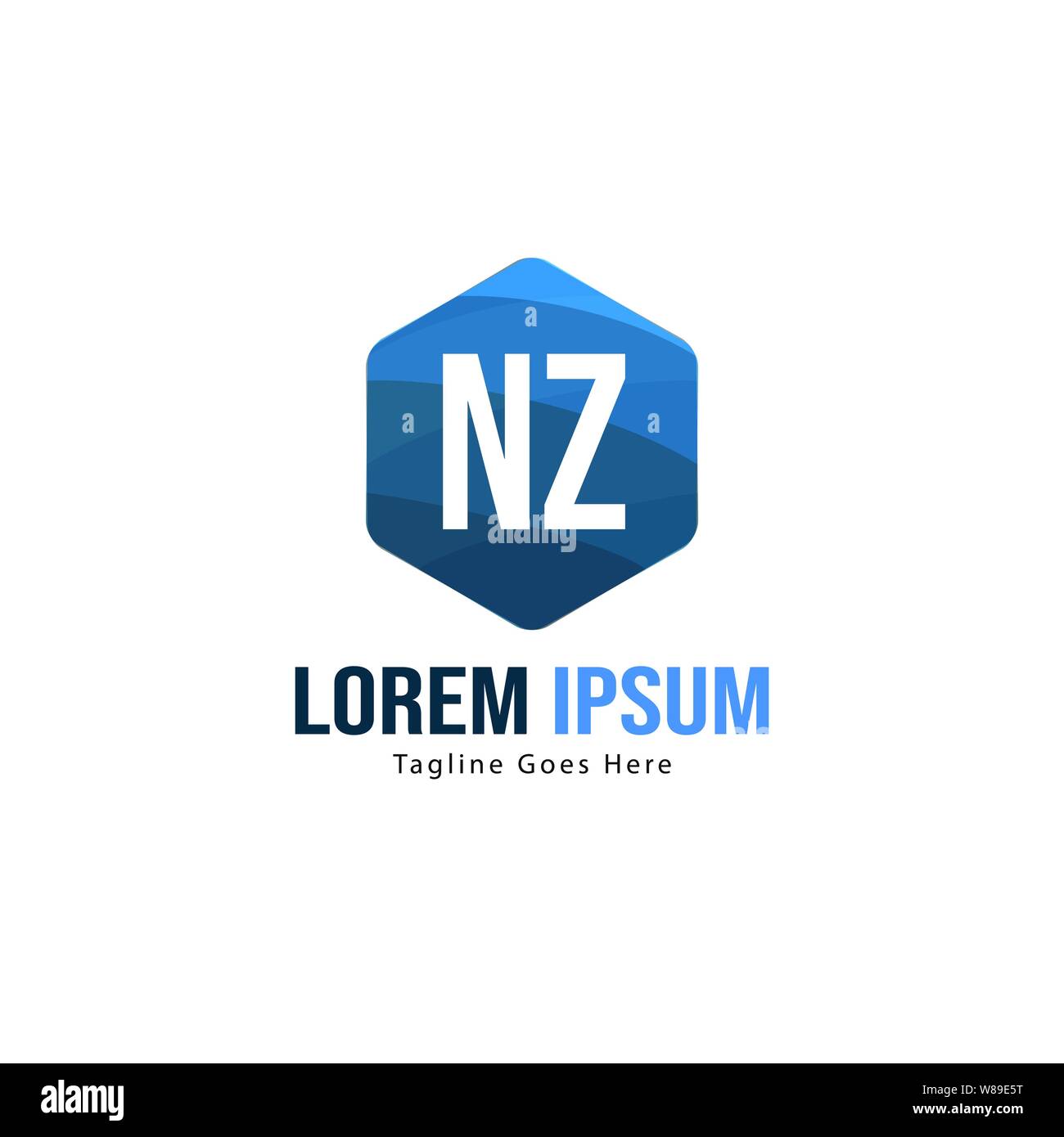 Initial NZ logo template with modern frame. Minimalist NZ letter logo ...