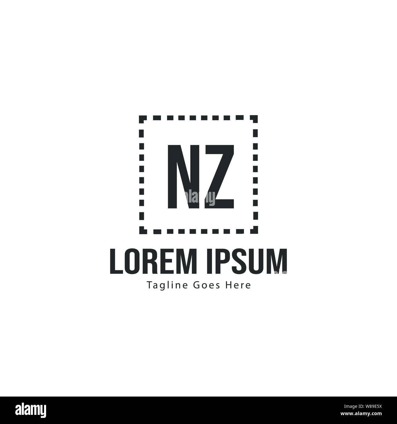 Initial NZ logo template with modern frame. Minimalist NZ letter logo ...