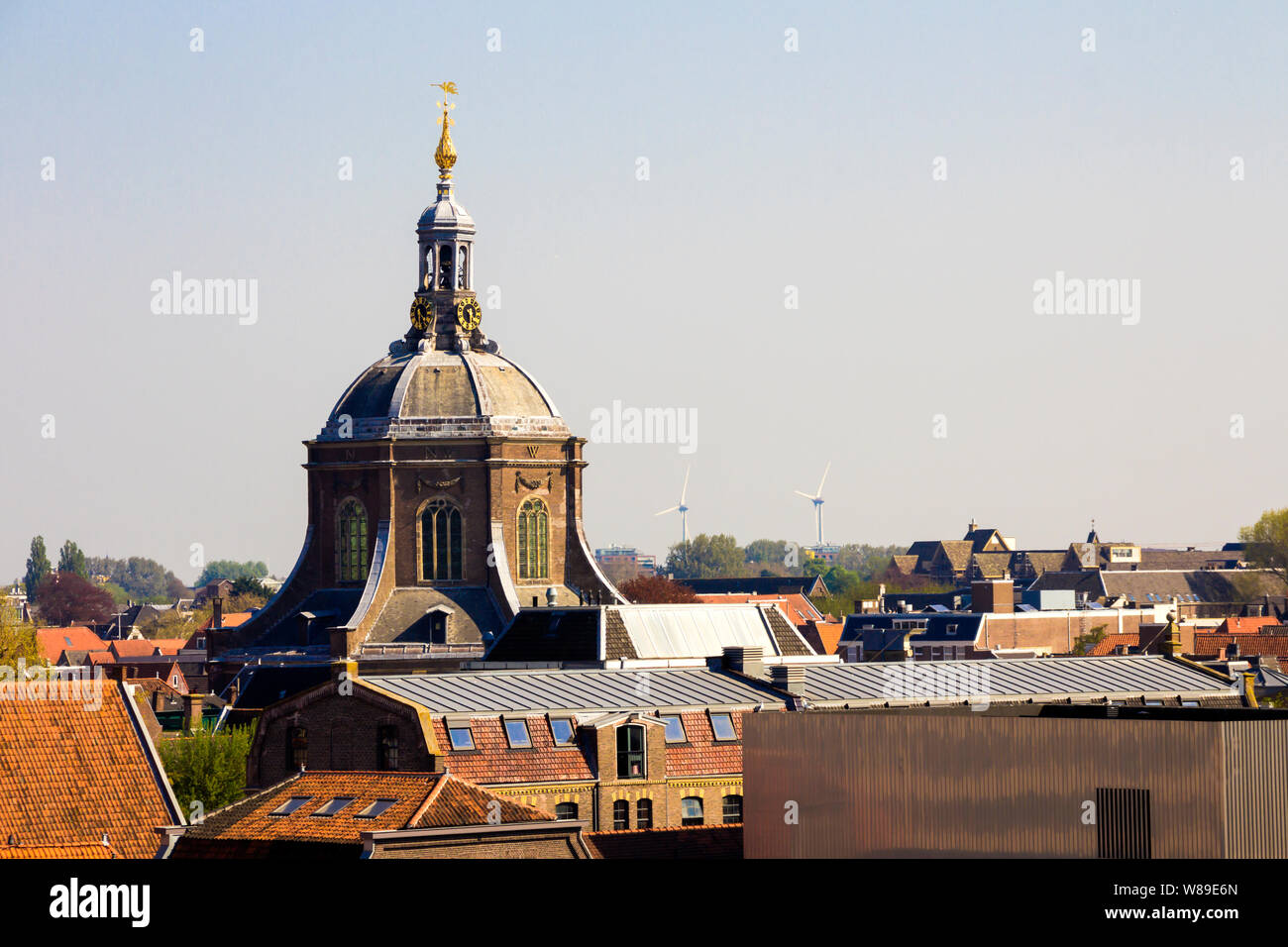 The view of Marekerk and roofs of the city from the Molen De Valk ...