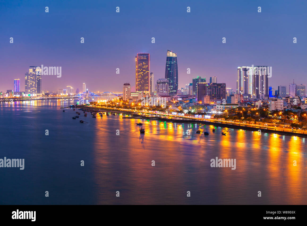 Da Nang city centre skyline aerial panoramic view. Danang is the fourth ...