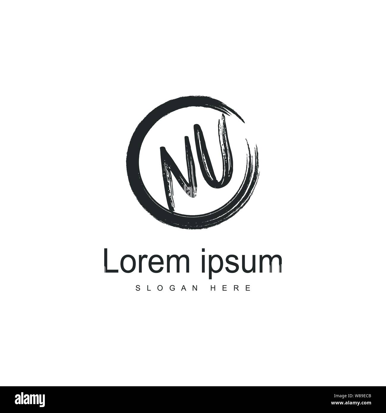 Initial NU logo template with modern frame. Minimalist NU letter logo ...