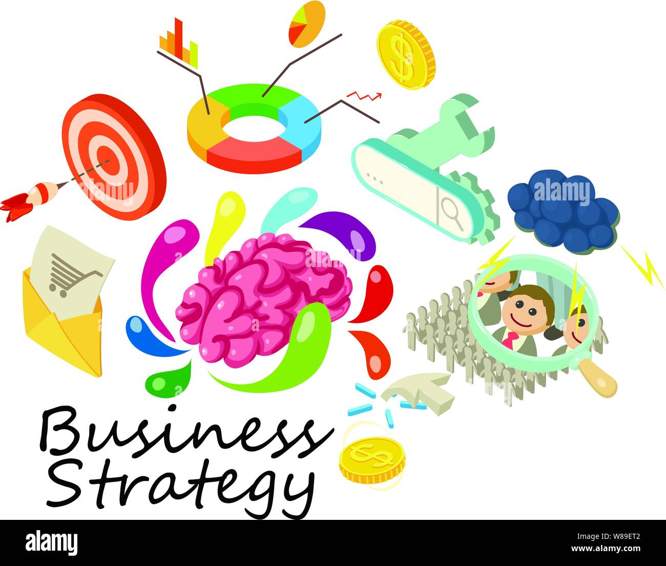 Business strategy concept banner, isometric style Stock Vector Image ...