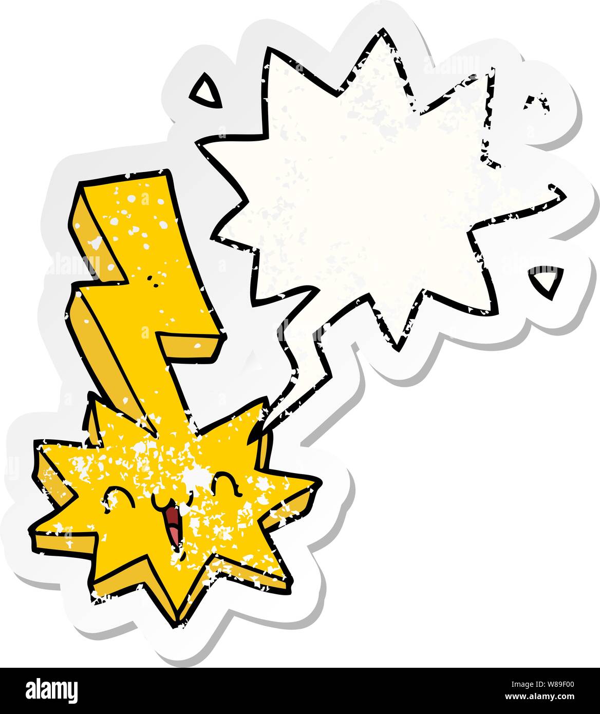 cartoon lightning bolt with speech bubble distressed distressed old ...