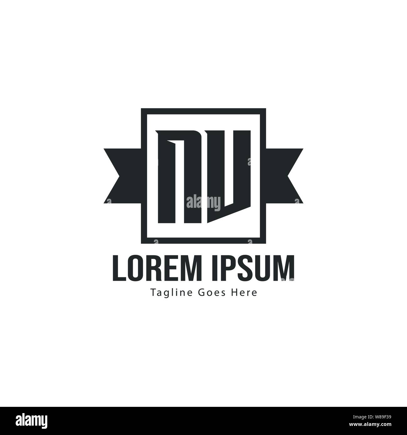 Initial NV logo template with modern frame. Minimalist NV letter logo ...