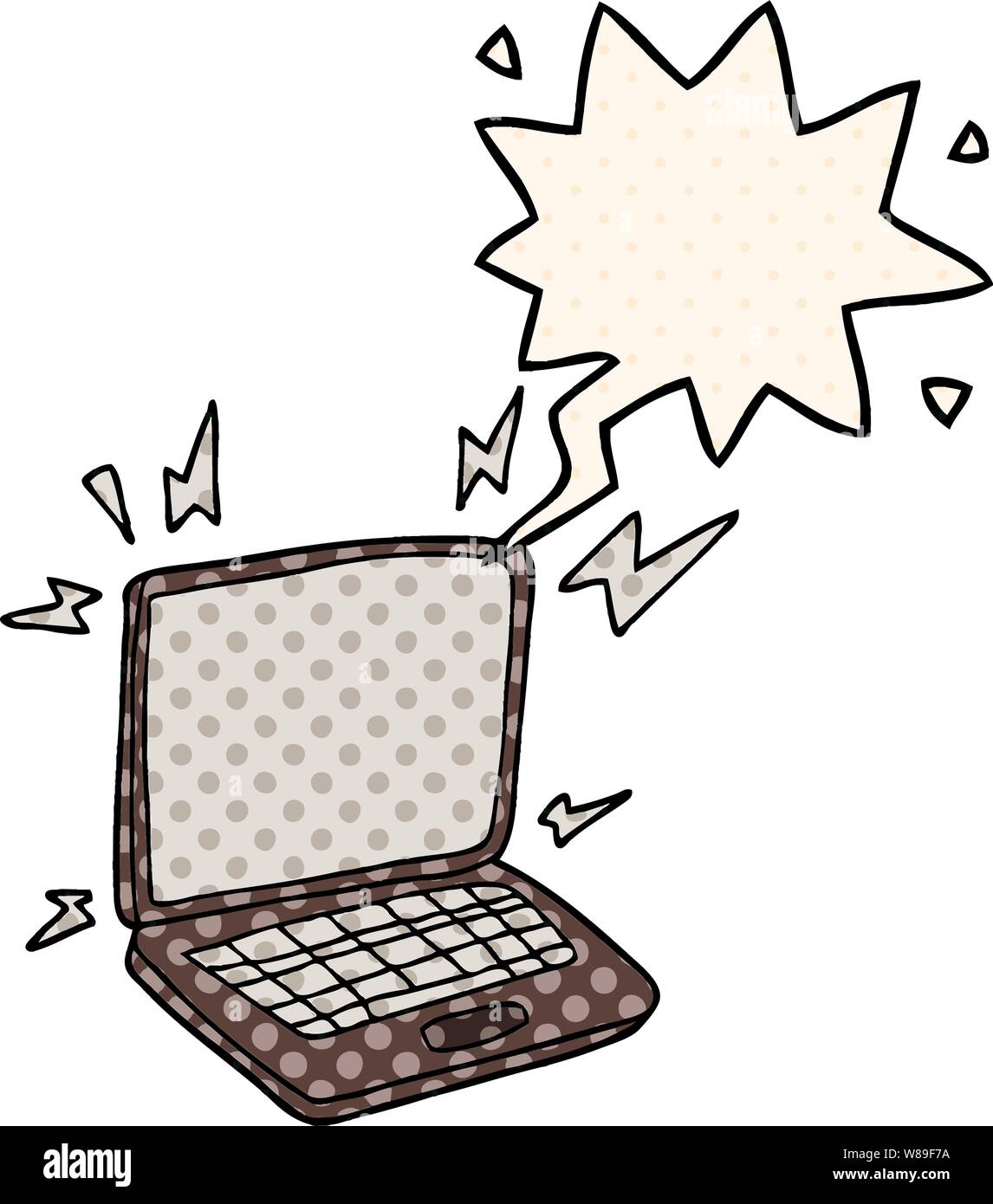 cartoon laptop computer with speech bubble in comic book style Stock ...
