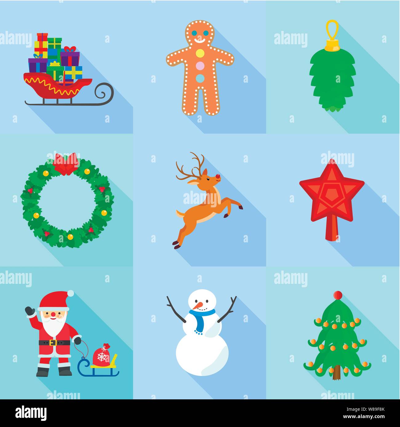 Christmas holidays icon set. Flat set of 9 christmas holidays vector ...