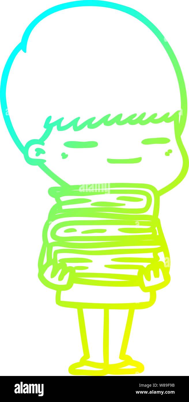 cold gradient line drawing of a cartoon smug boy Stock Vector Image ...