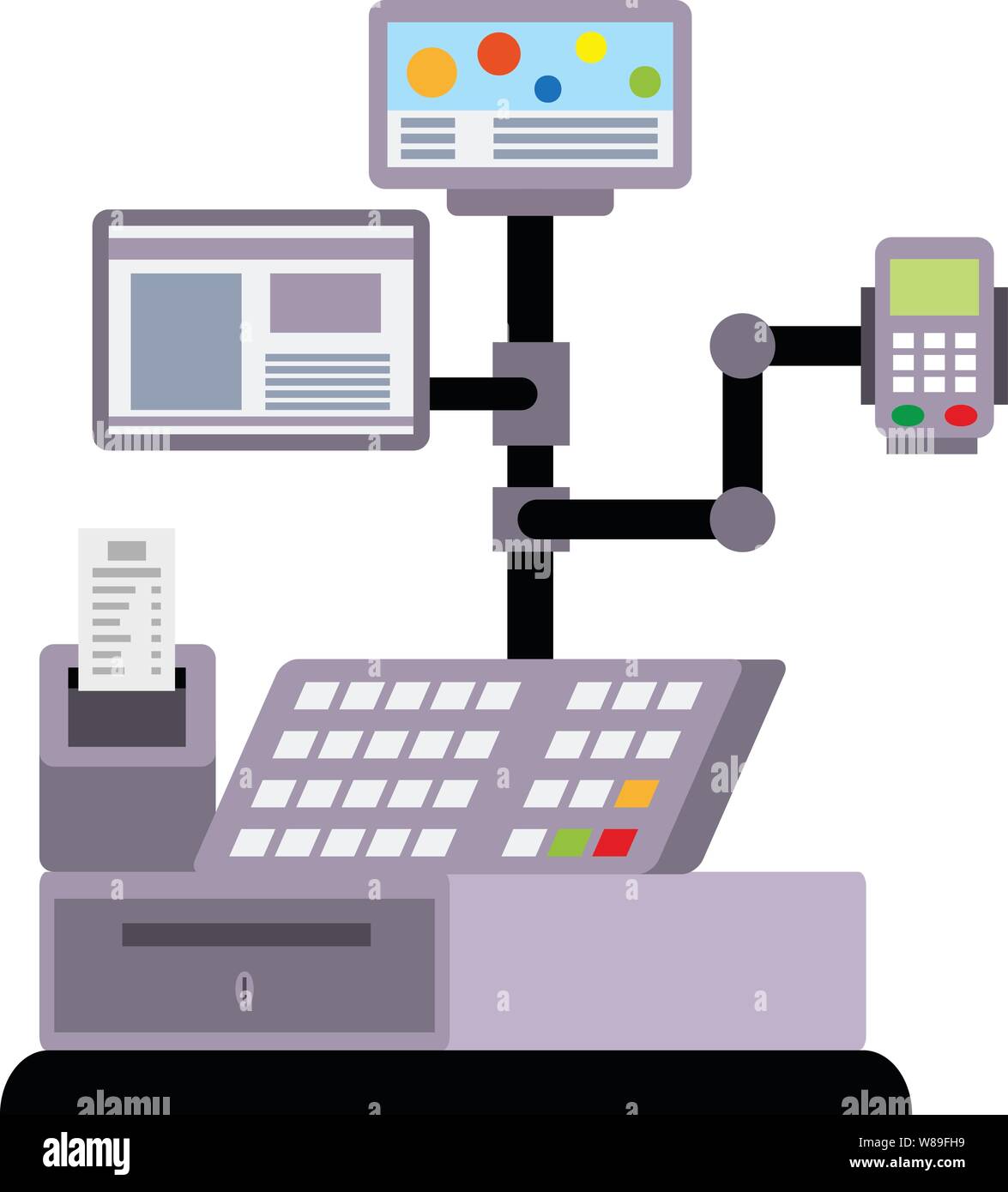 Cashier payment terminal icon. Flat illustration of cashier payment ...