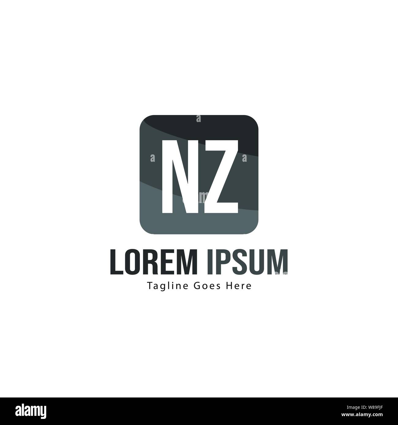 Initial NZ logo template with modern frame. Minimalist NZ letter logo ...