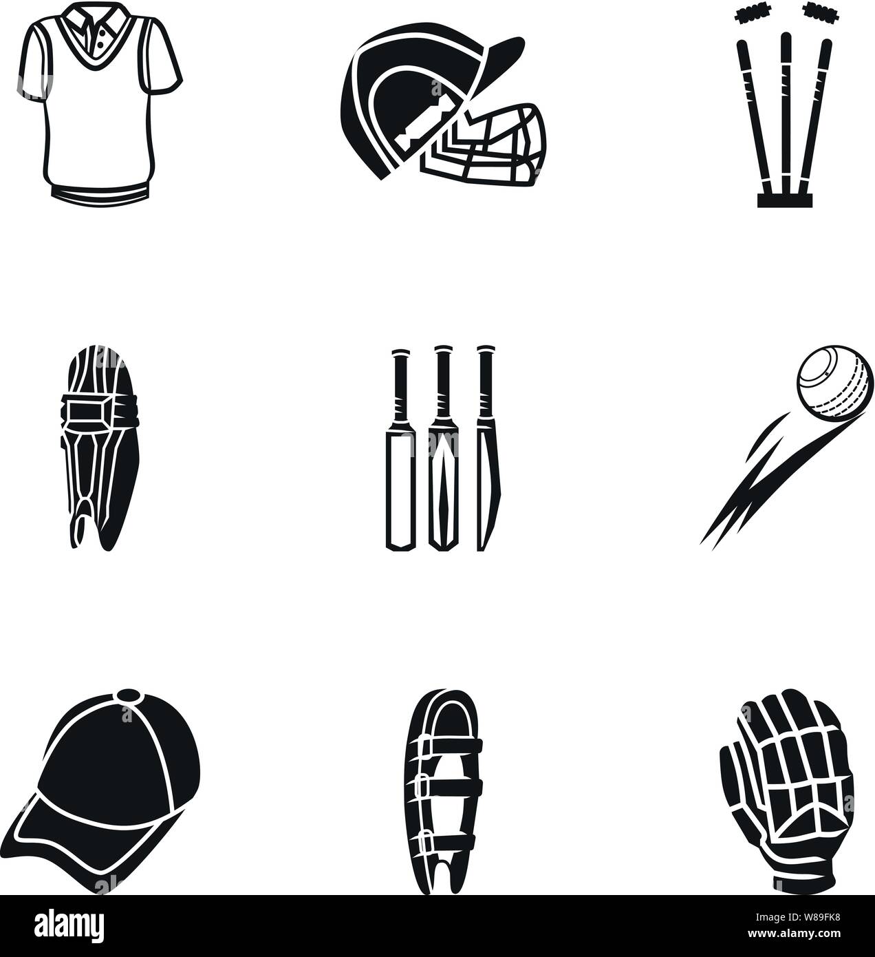 Cricket sport icon set. Simple set of 9 cricket sport vector icons for ...