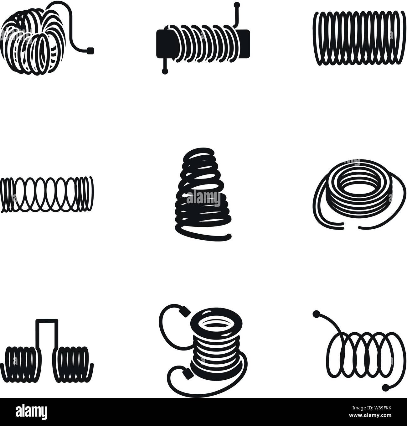 Metal coil icon set. Simple set of 9 metal coil vector icons for web ...