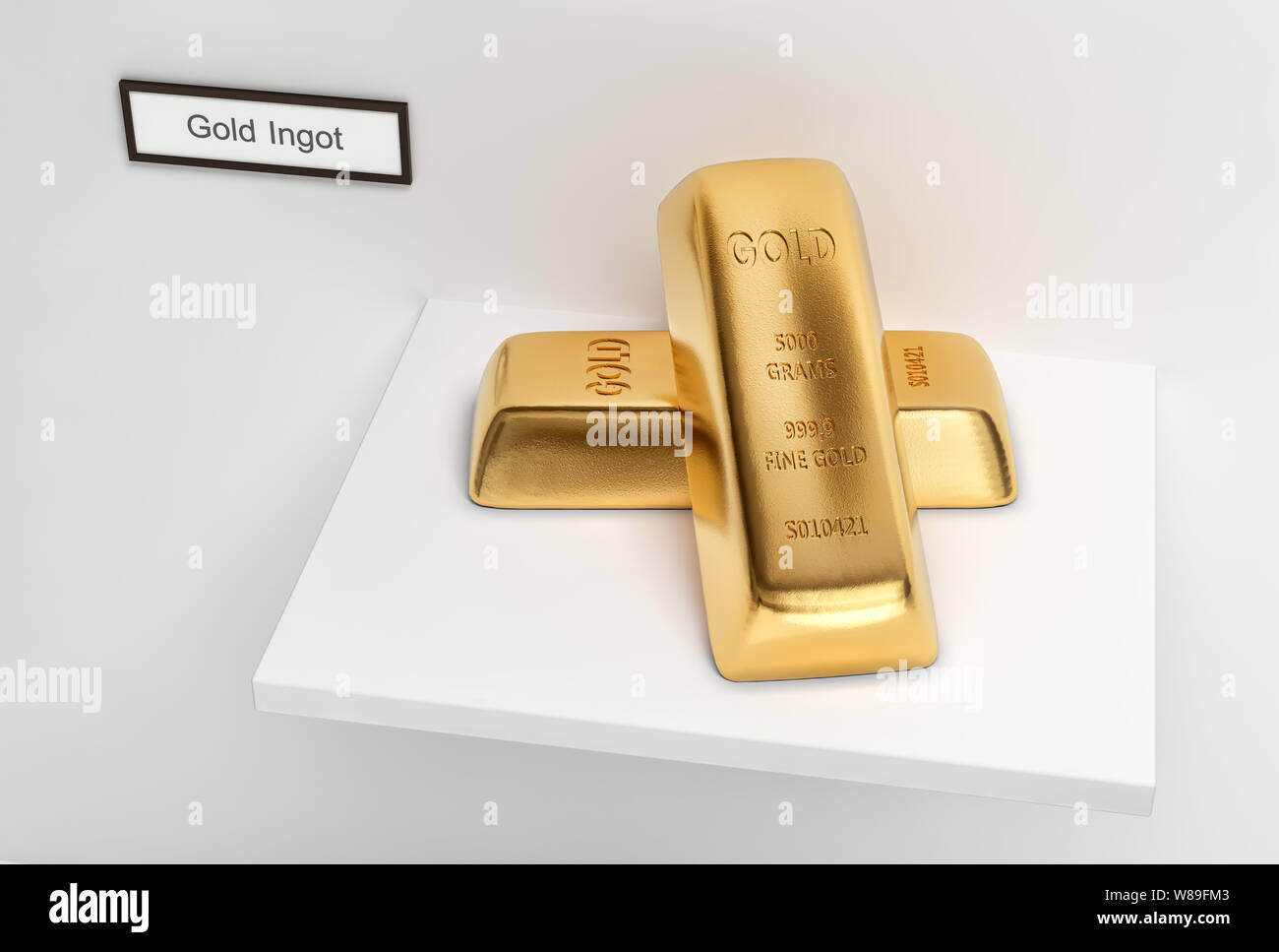 Gold Ingot on a shelf - 3D Rendering Stock Photo - Alamy