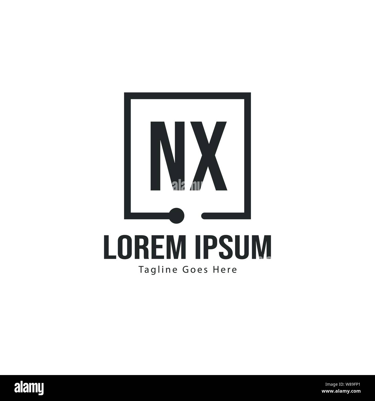 Initial NX logo template with modern frame. Minimalist NX letter logo ...