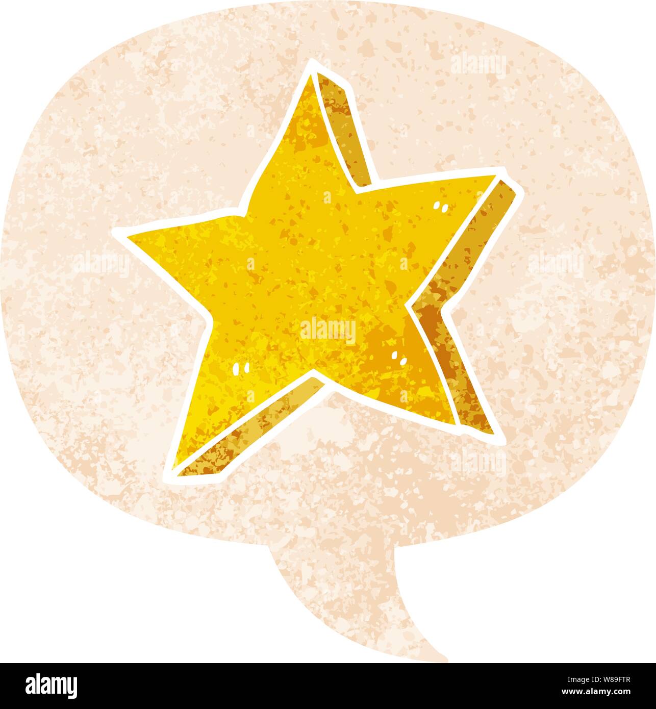 cartoon star with speech bubble in grunge distressed retro textured ...