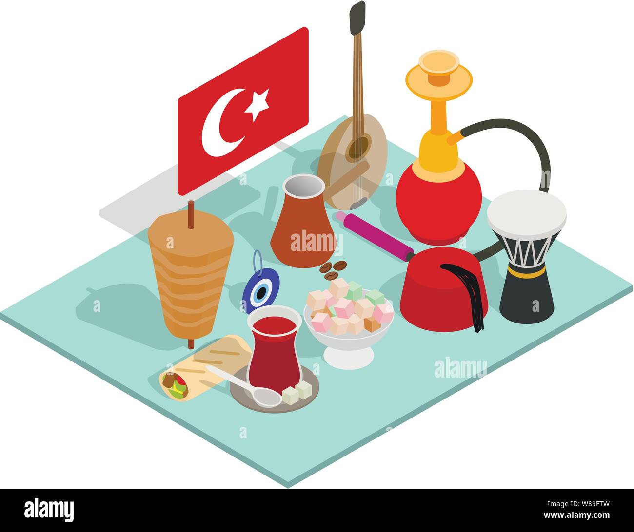 Turkish tea concept banner, isometric style Stock Vector Image & Art ...