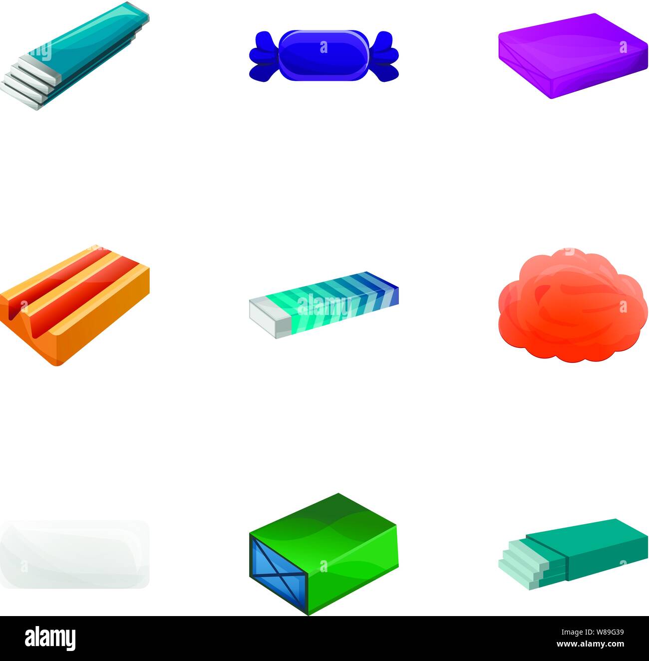 Sweet gum icon set. Cartoon set of 9 sweet gum vector icons for web ...